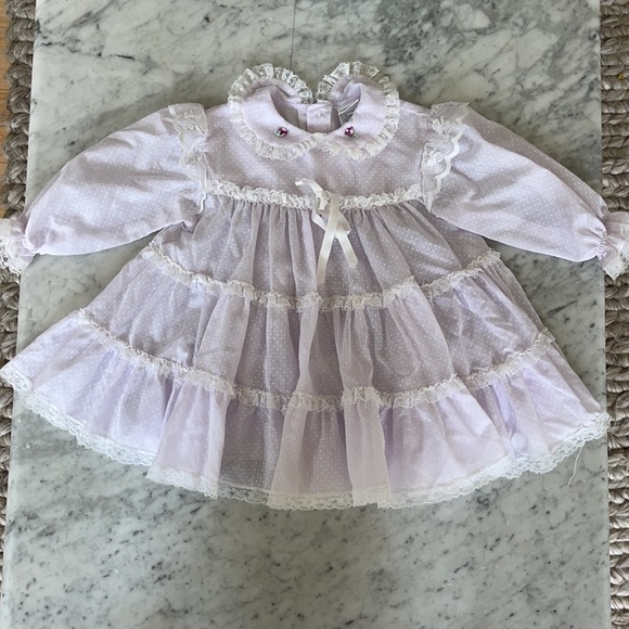 Bryan | Dresses | Vintage Bryan Lavender Tiered Lace Detail Dress ...
